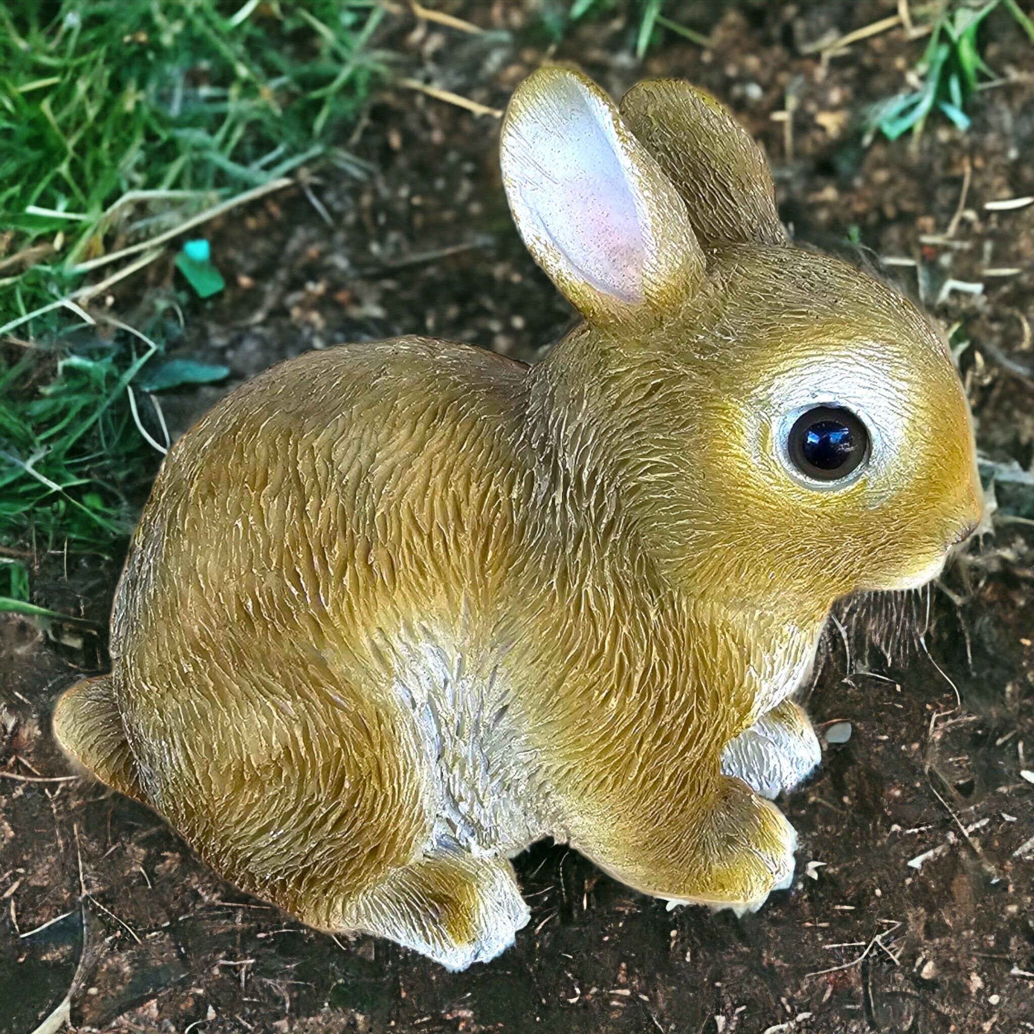 Bunny Rabbit Polyresin Hand Painted Poly Resin Realistic Garden Decor ...