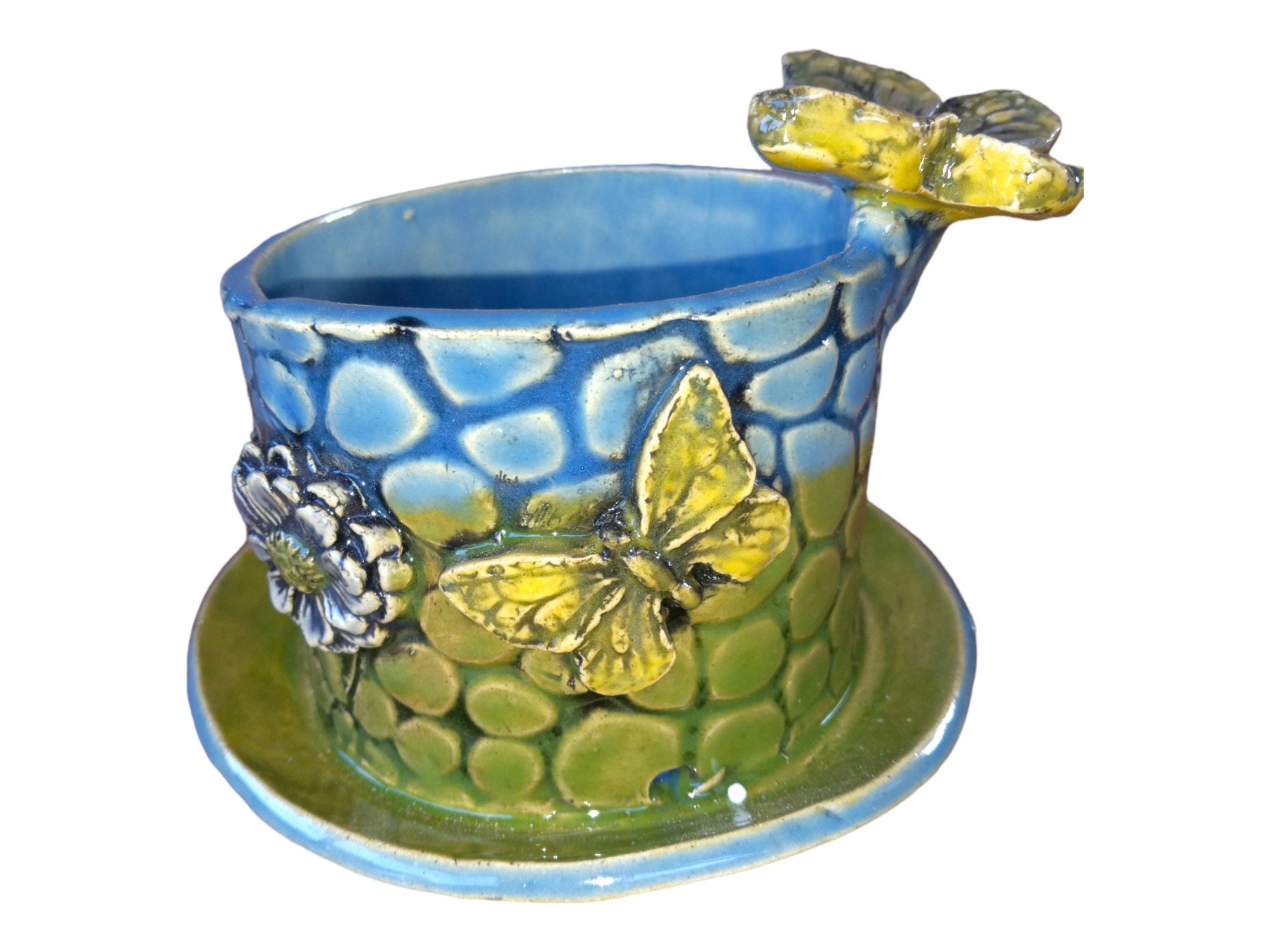 Planter Flowerpot Flower Pot Handmade Stoneware Pottery Ceramic Unique ...