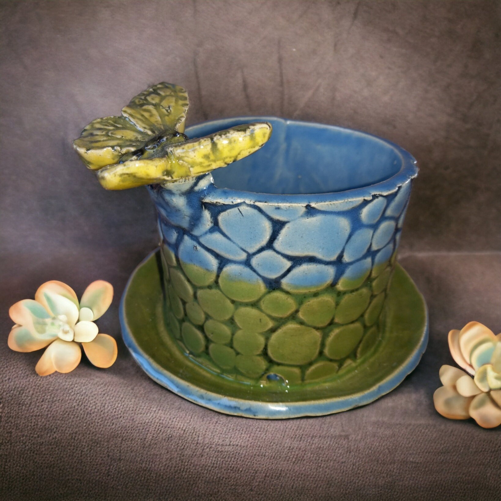 Planter Flowerpot Flower Pot Handmade Stoneware Pottery Ceramic Unique ...