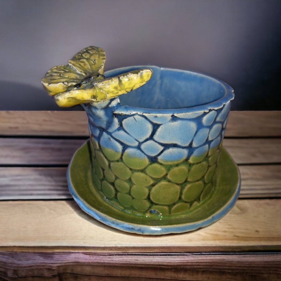 Planter Flowerpot Flower Pot Handmade Stoneware Pottery Ceramic Unique ...