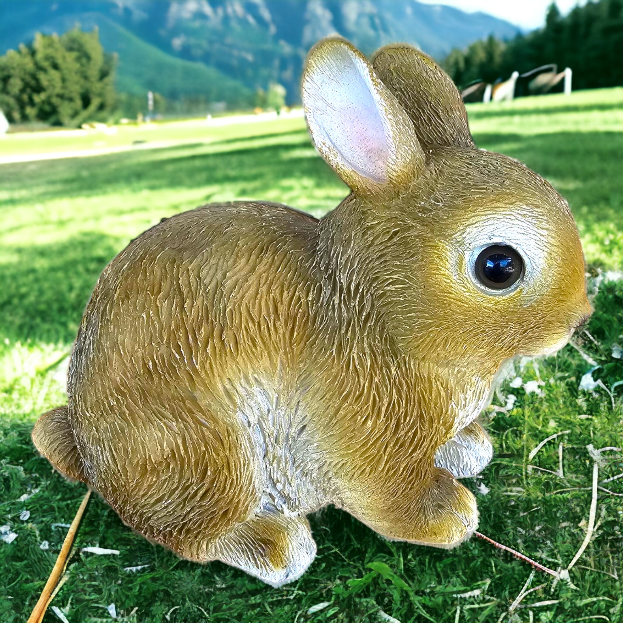 Bunny Rabbit Polyresin Hand Painted Poly Resin Realistic Garden Decor ...