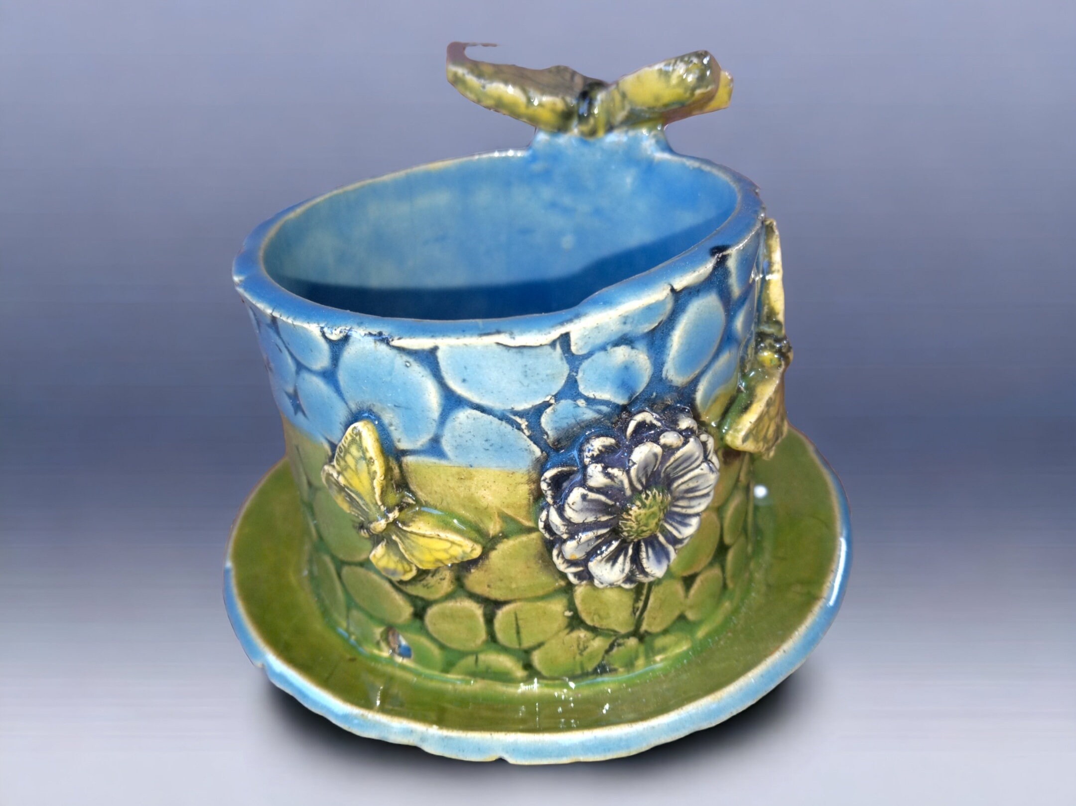 Planter Flowerpot Flower Pot Handmade Stoneware Pottery Ceramic Unique ...