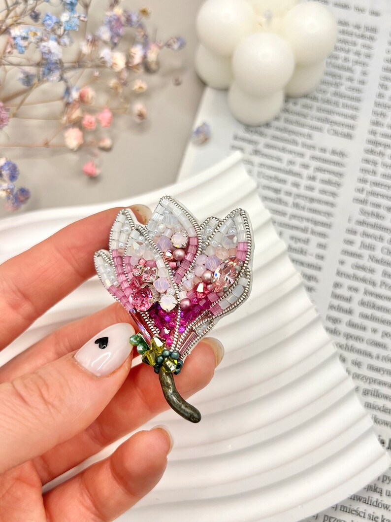 Embroidered Magnolia Brooch, Magnolia Flower Pin, Magnolia Jewelry ...