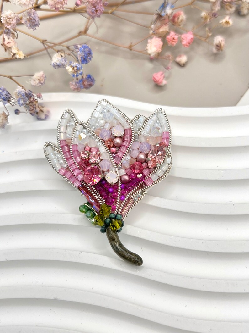 Embroidered Magnolia Brooch, Magnolia Flower Pin, Magnolia Jewelry ...