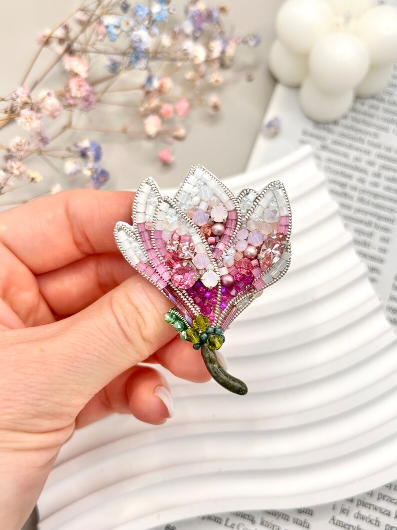 Embroidered Magnolia Brooch, Magnolia Flower Pin, Magnolia Jewelry ...