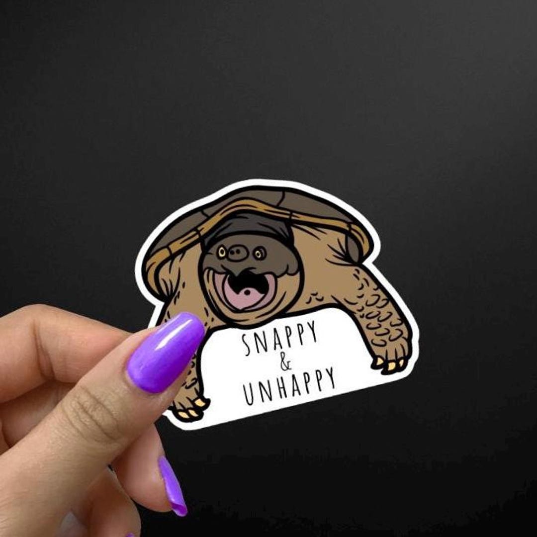 Snappy and Unhappy Turtle Sticker | Laptop Decal | Water Bottle Sticker ...