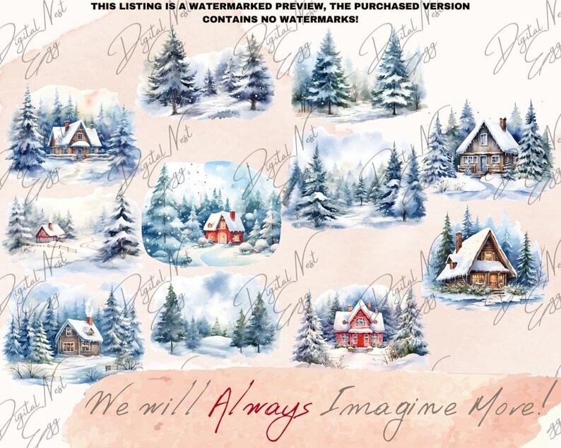 33 Watercolor Winter Wonderland Background Clipart, Winter Landscape ...