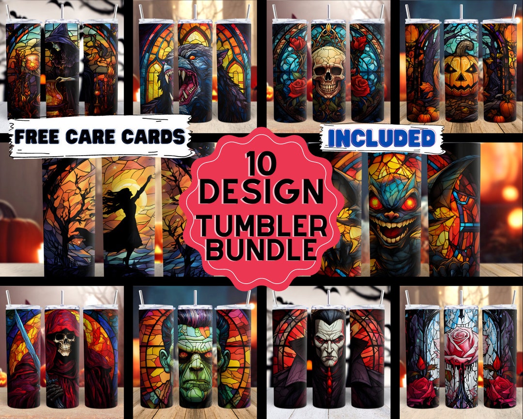 Ultimate 10 Horror Stained Glass Halloween Day Tumbler Wrap - Etsy