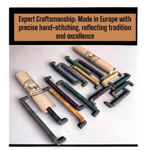 Hand-stitched Crazy Horse Leather Drawer Pulls: Antique Brass Hardware ...
