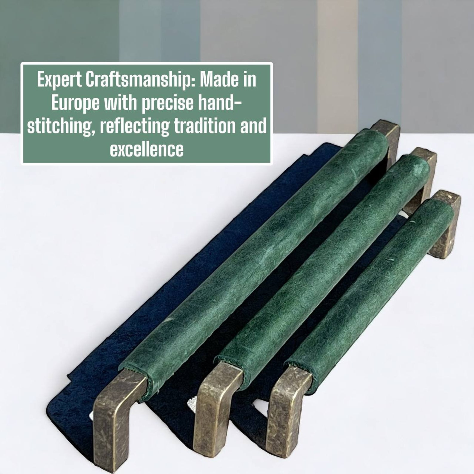 Hand-stitched Crazy Horse Leather Drawer Pulls: Antique Brass Cabinet ...
