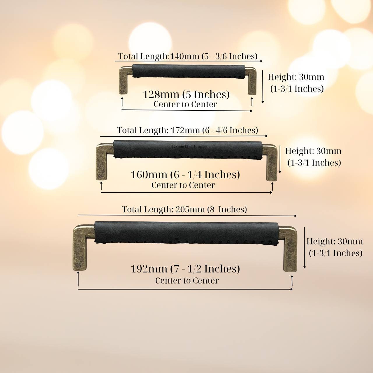 Hand-stitched Crazy Horse Leather Drawer Pulls, Antique Brass Pulls ...