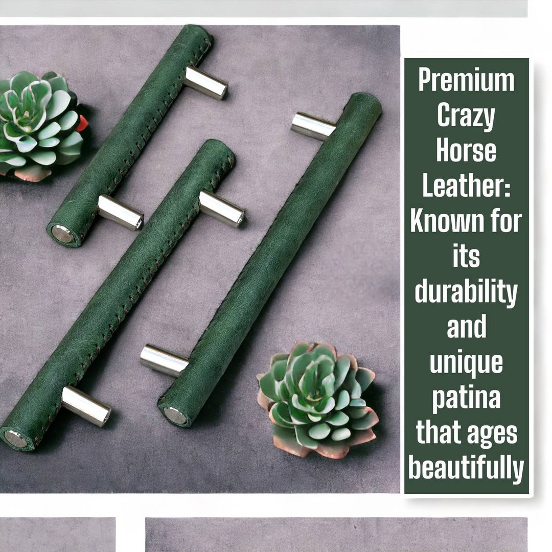 Minimalist Leather Handles for Cabinets, Leather Drawer Pull, Leather ...