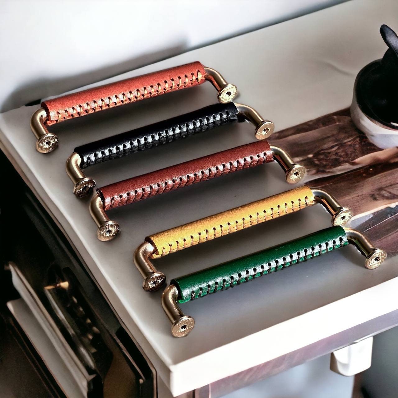 Timeless Leather Drawer Pulls, Leather Door Handles, Cabinet Door Pull, Minimalist Design ...