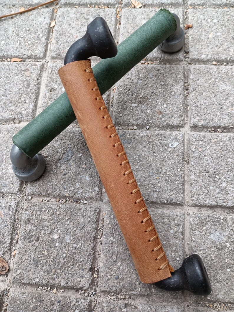 Hand-stitched Leather Drawer Pull: ANTIQUE BLACK METAL Antique Cabinet ...