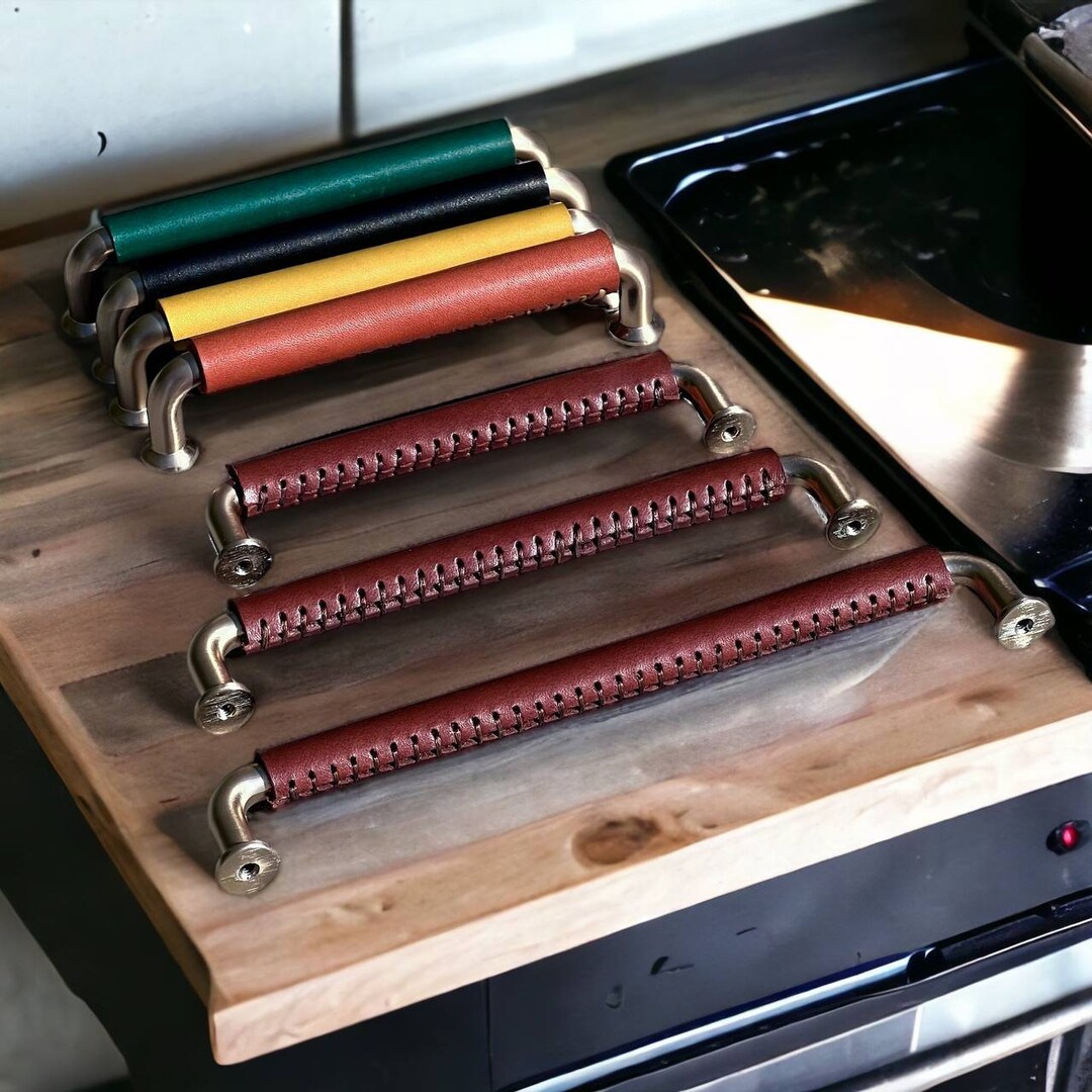 Timeless Leather Drawer Pulls, Leather Door Handles, Cabinet Door Pull, Minimalist Design ...