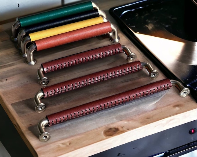 Thick Flat Leather Drawer Handles Leather Cabinet Pulls Leather Knob ...
