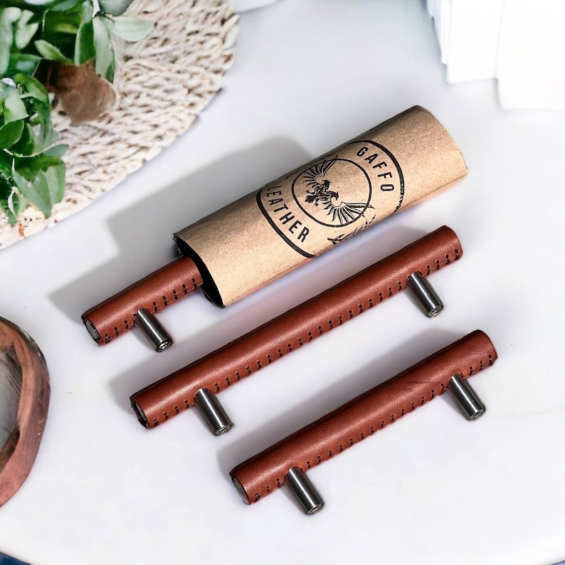 Handcrafted Minimalist Leather Cabinet Pulls for Kitchen, Cabinet ...