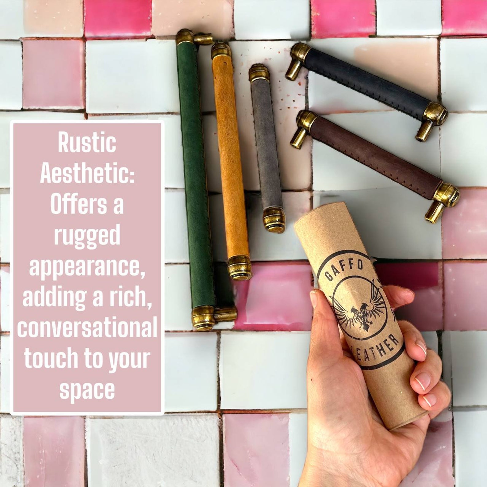 Handcrafted Leather Drawer Handles, Antique Brass Pulls, Premium ...