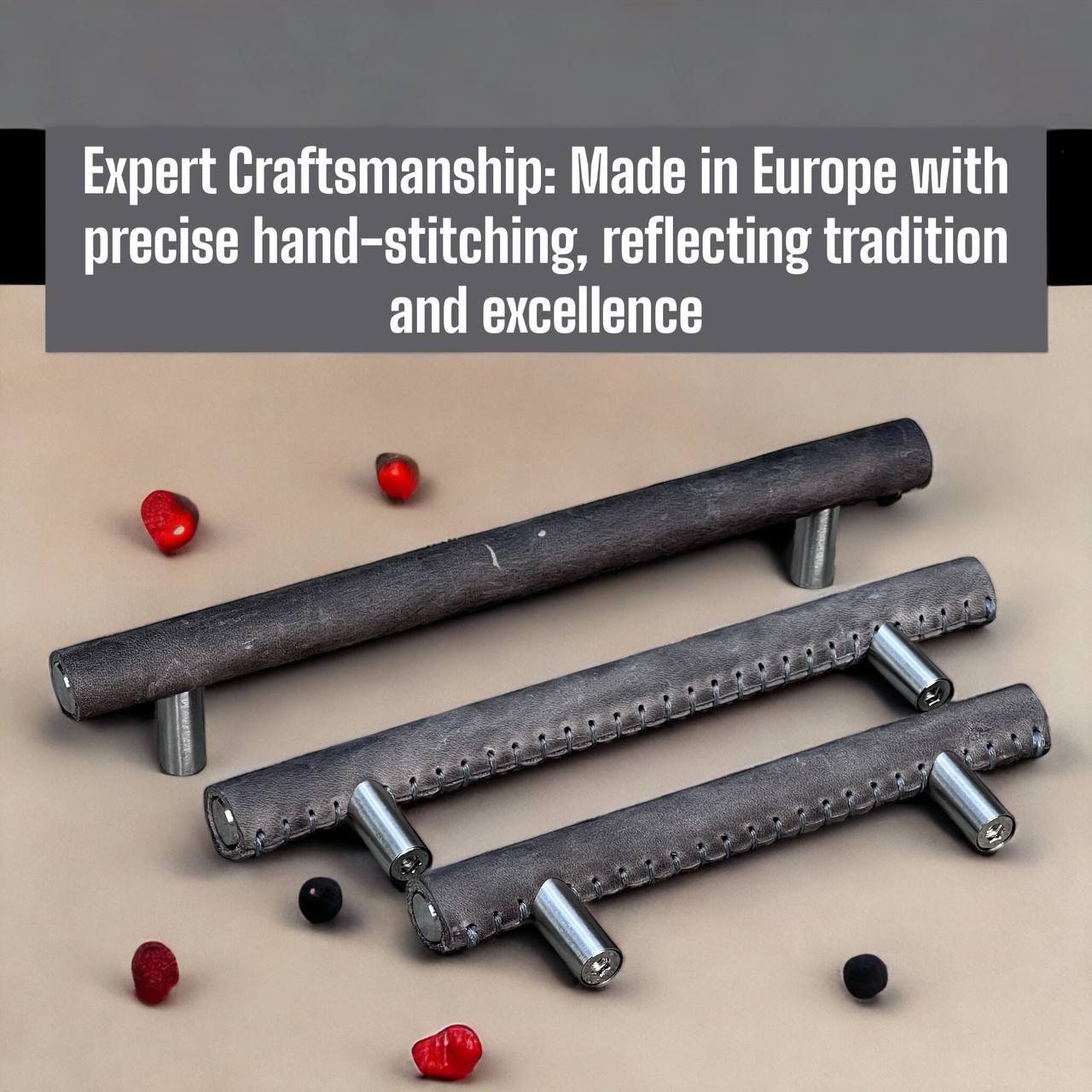 Hand-stitched Italian Leather Cabinet Pulls: European Design - Etsy