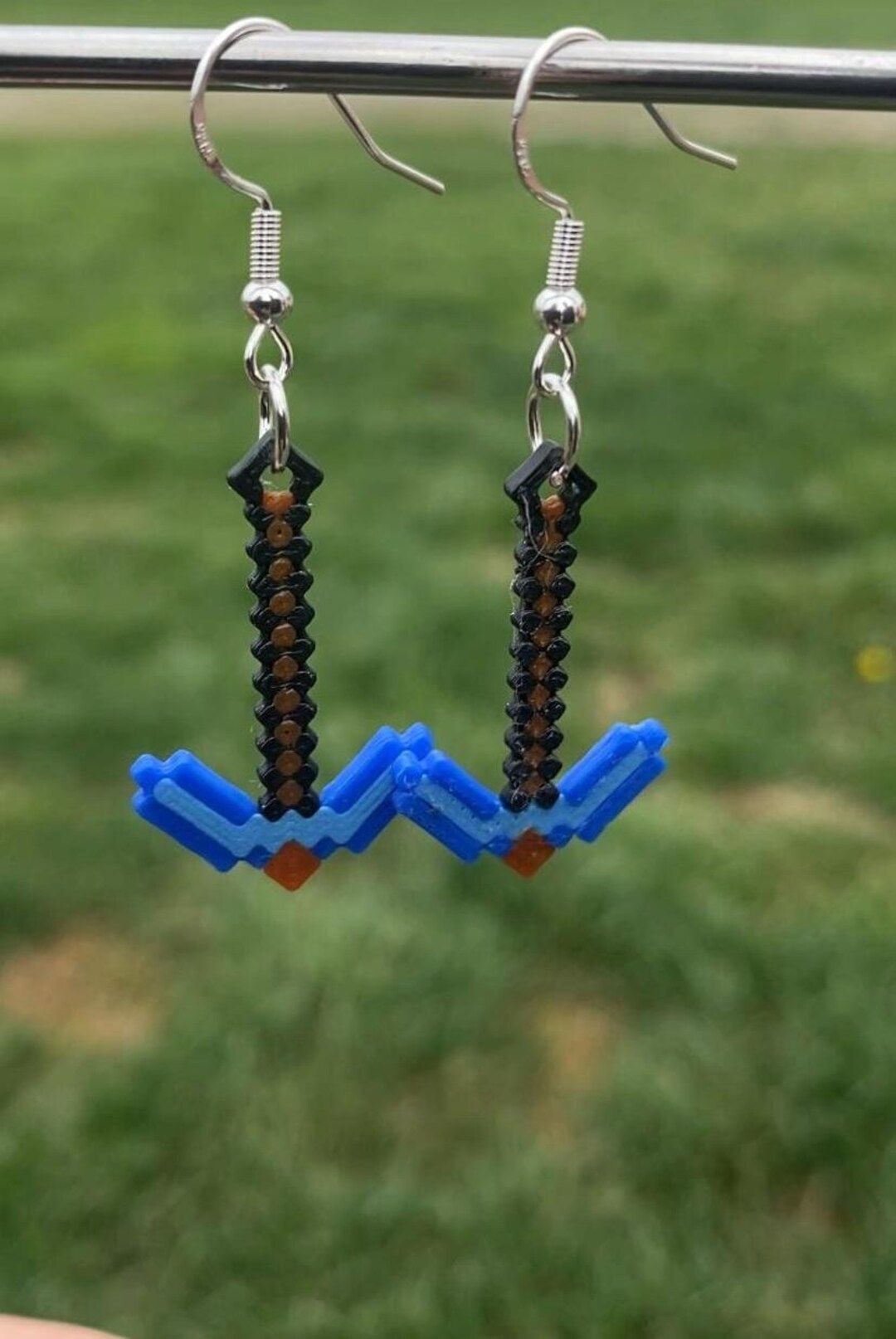 3D Printed Diamond Pickaxe Minecraft Dangle Earrings – Gamer Jewelry ...