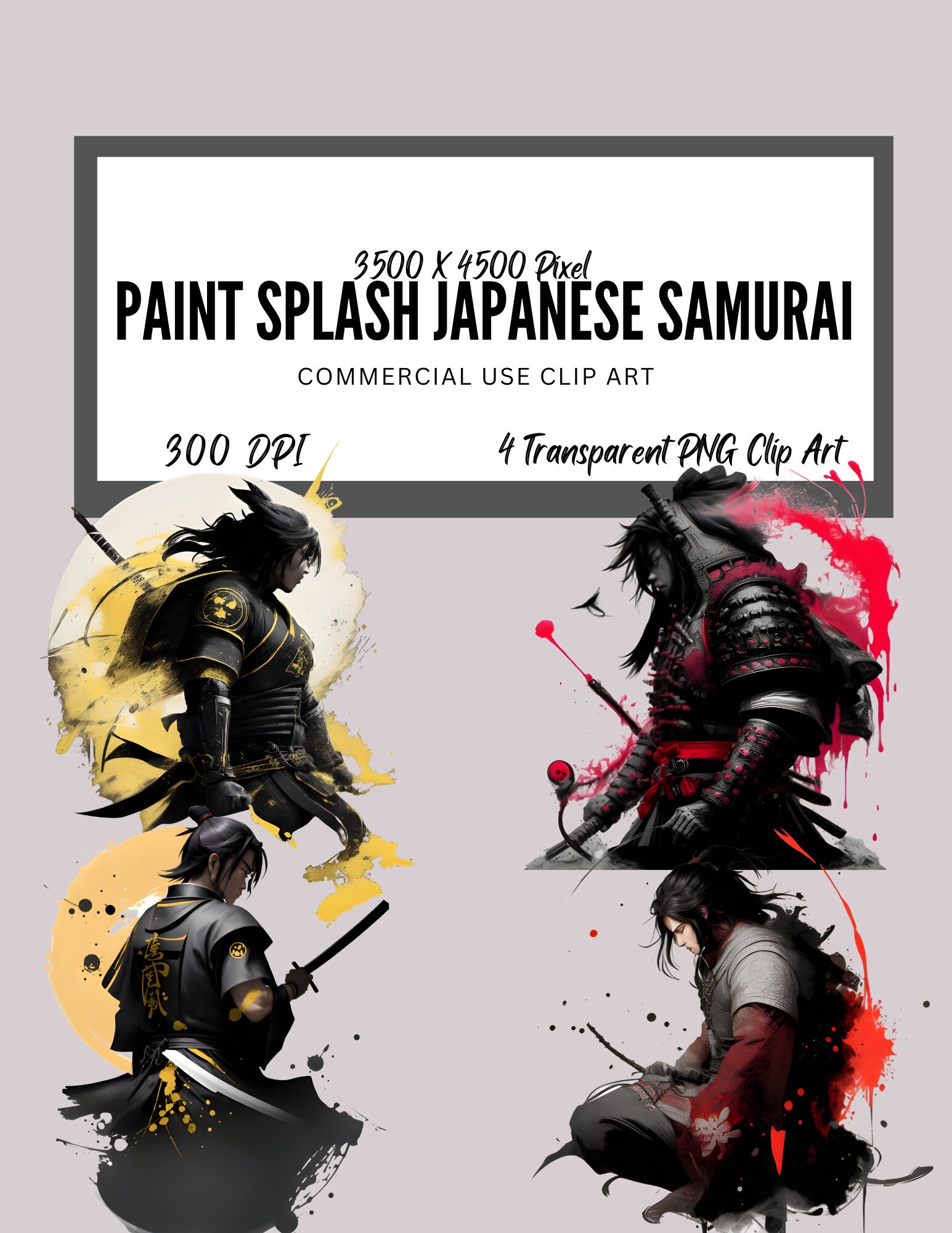 Japanese Paint Splash Samurai, Clipart, Samurai Clipart, Samurai ...