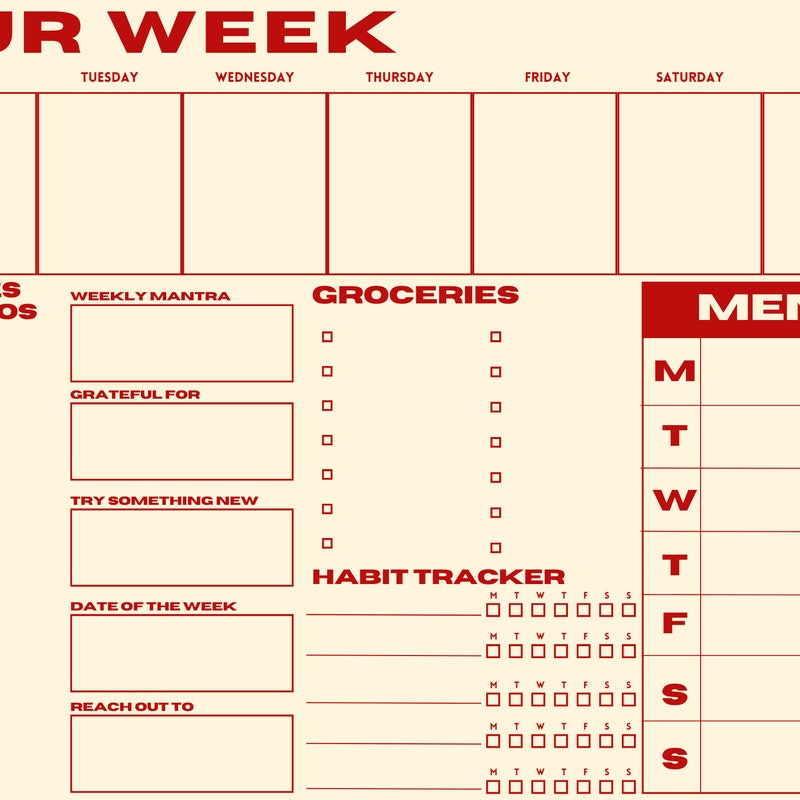 Week Calendar Pad - Etsy