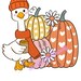 Super Cute Fall Goose Holding Latte With Pumpkins & Daisies PNG ...