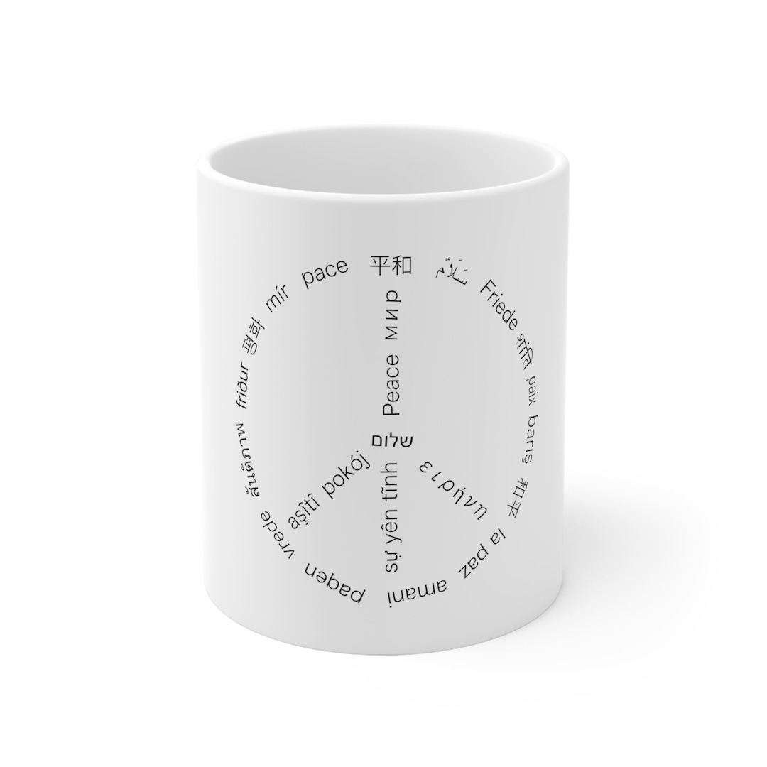 Peace Sign Ceramic Mug | Peace Symbol Coffee Mug | No War Mug | Multi ...