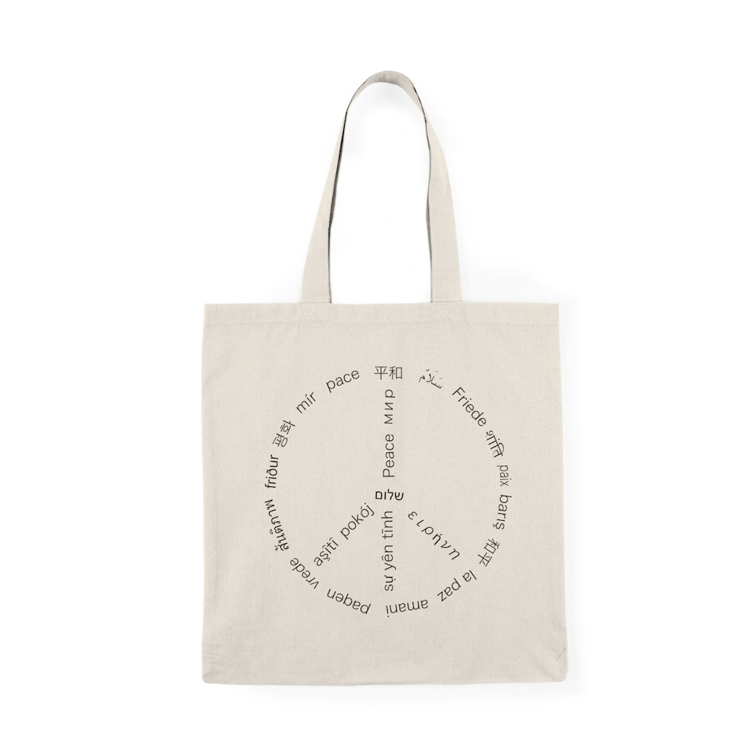 Peace Sign Tote Bag | Peace Bag | Peace Grocery Tote | Languages ...