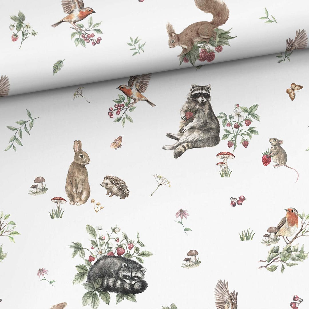 Forest Animals Cotton Fabric / Premium Cotton Material by the Meter ...