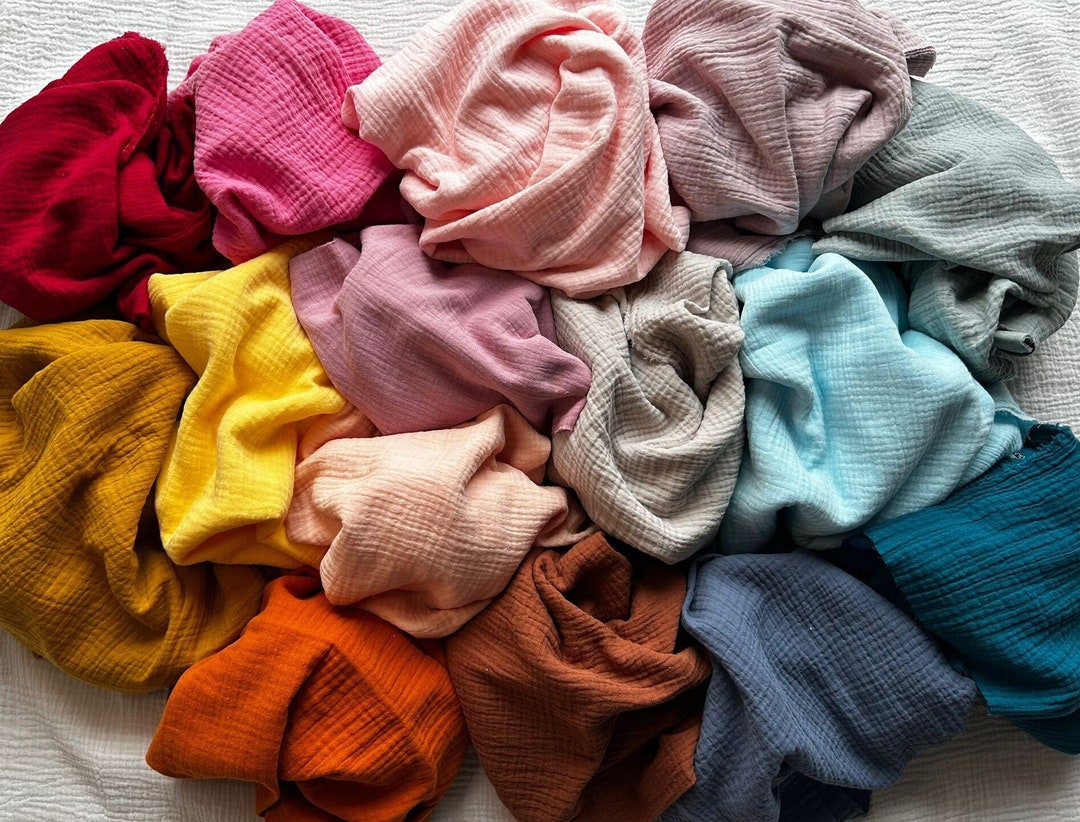 Muslin Fabric Swatches in 60 Colors / Double Layered Gauze Fabric ...