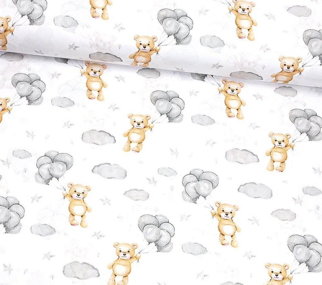 Teddy Bear Cotton Fabric / Kids Cotton Material by the Half Meter, Yard ...