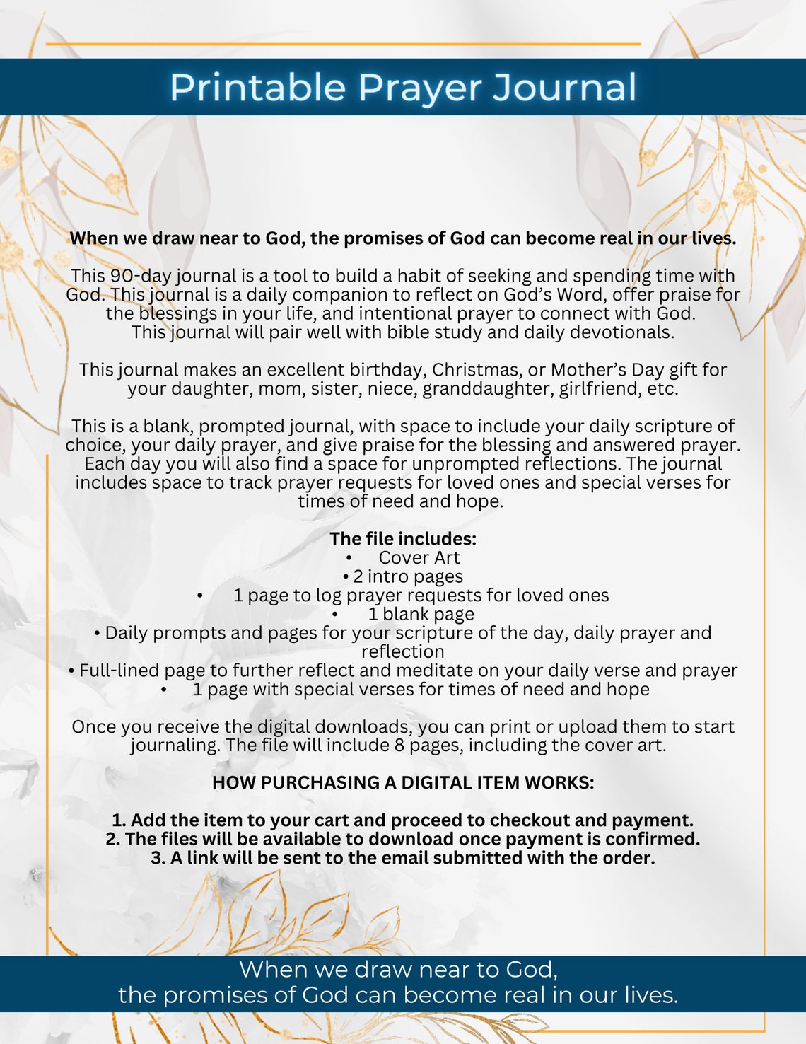 Daily Prayer Journal Printable Daily Devotional Mothers Day Bible Study ...