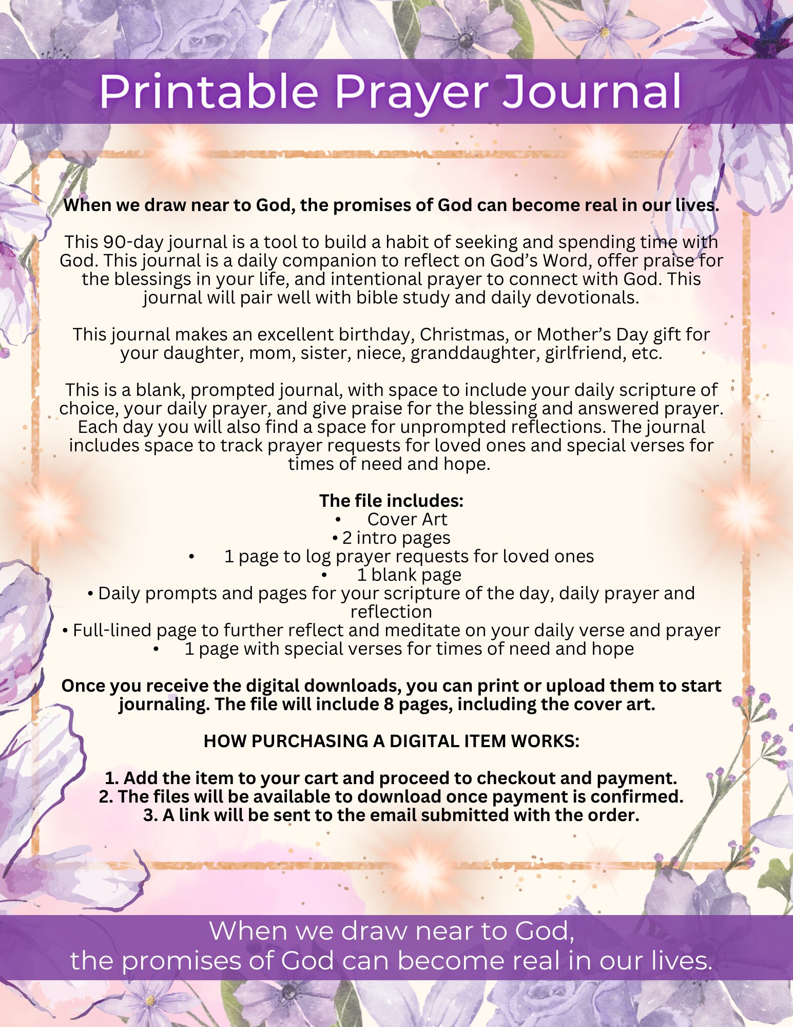 Printable Prayer Journal - Daily Devotional - Mother’s Day - Bible ...