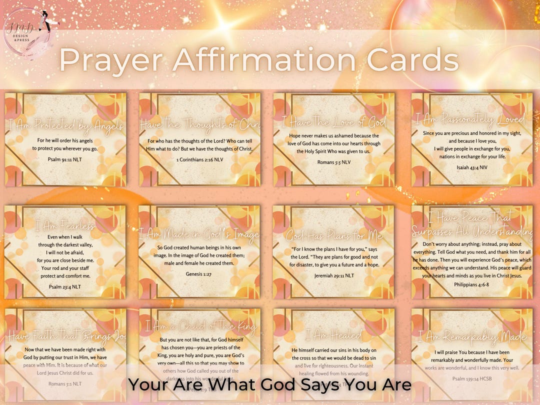 Prayer Affirmation Cards Bible Verse Cards Bible Scripture Cards Who ...