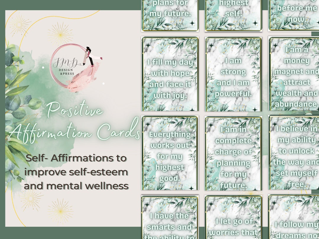 96 Printable Affirmation Cards: Self-love, Positive Mindset (digital ...