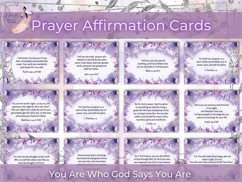 Christian Affirmation Cards: Bible Verse Scripture (digital Download ...