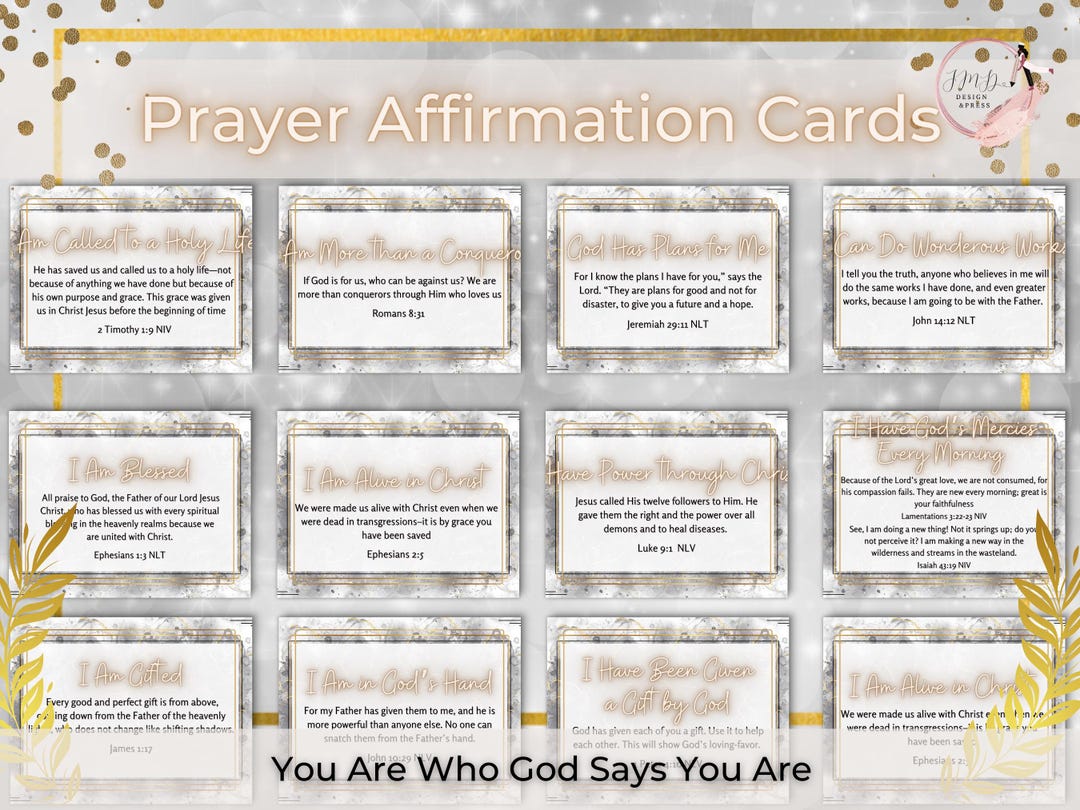 Prayer Affirmation Cards: Bible Verse Scripture (digital Download) - Etsy