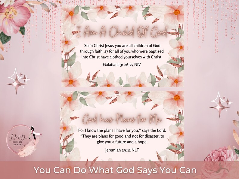Christian Affirmation Cards: Bible Verse Scripture (digital Download ...