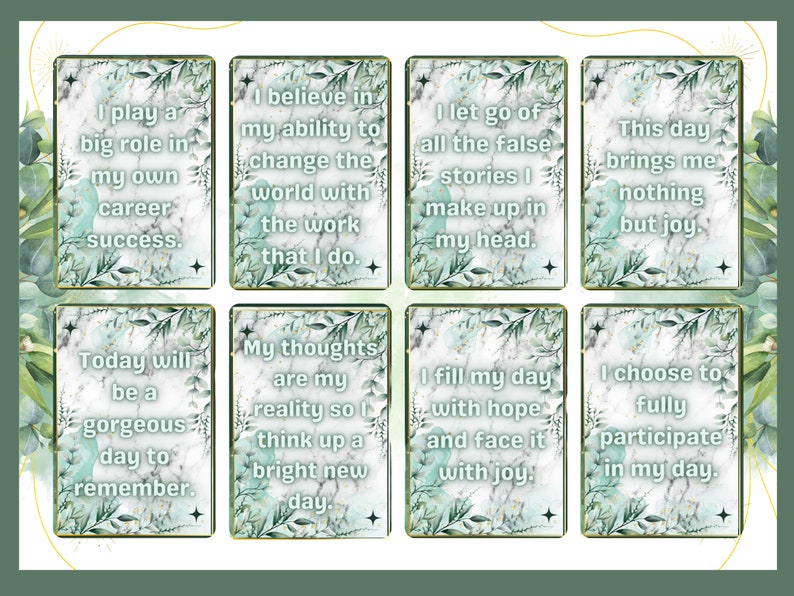 96 Printable Affirmation Cards: Self-love, Positive Mindset (digital ...