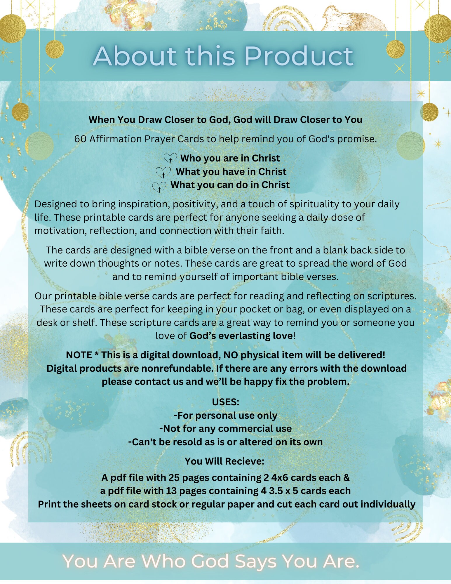 Prayer Affirmation Cards Bible Verse Cards Bible Scripture Cards Who ...