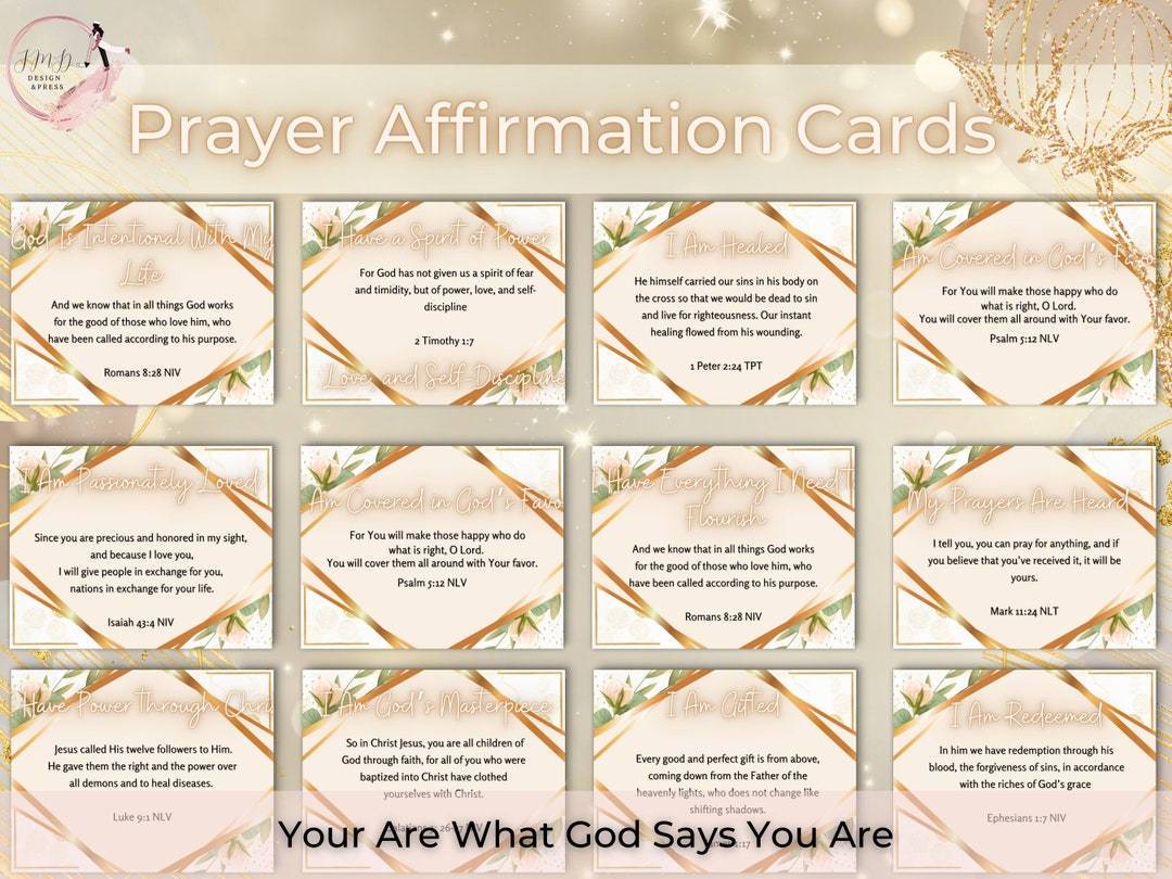 Christian Affirmation Cards: Bible Verse Scripture (digital Download ...