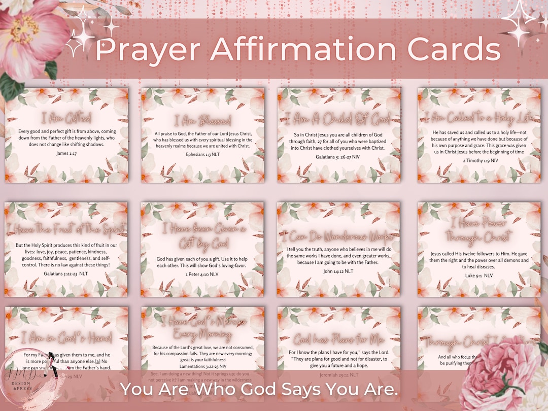 Prayer Affirmation Cards - Bible Verse Cards - Bible Scripture Cards ...
