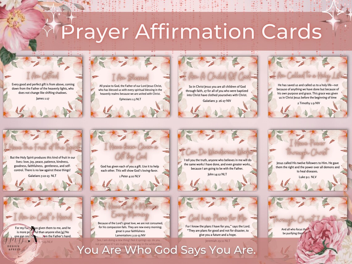 Christian Affirmation Cards: Bible Verse Scripture (digital Download ...