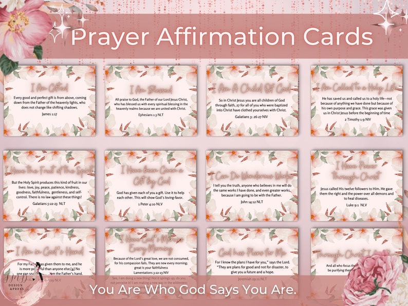 Bible Verse Affirmation Cards: Prayer Scripture Prompts (digital Download) - Etsy