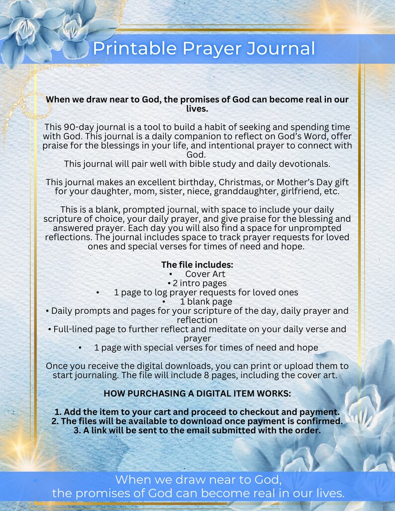 Daily Prayer Journal Printable - Daily Devotional - Mother’s Day Gift ...