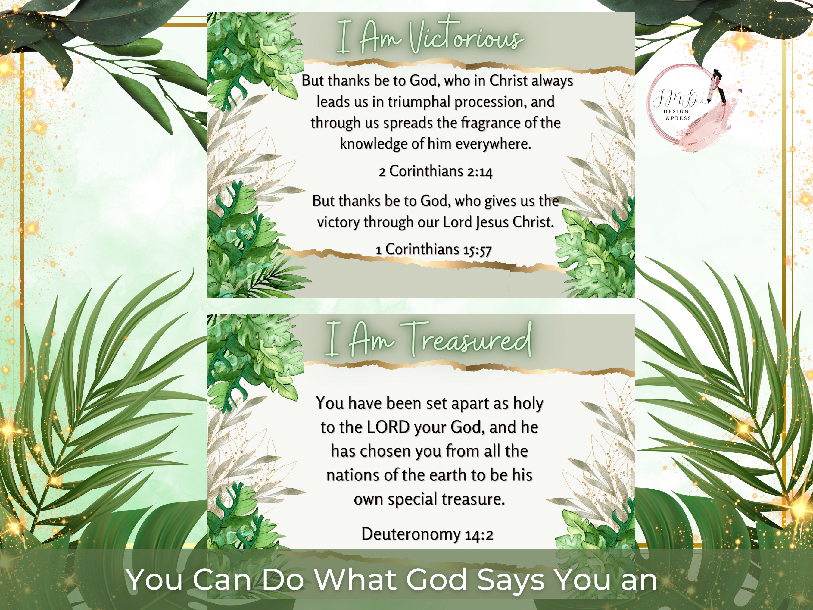 Christian Affirmation Cards: Bible Verse Scripture (digital Download ...