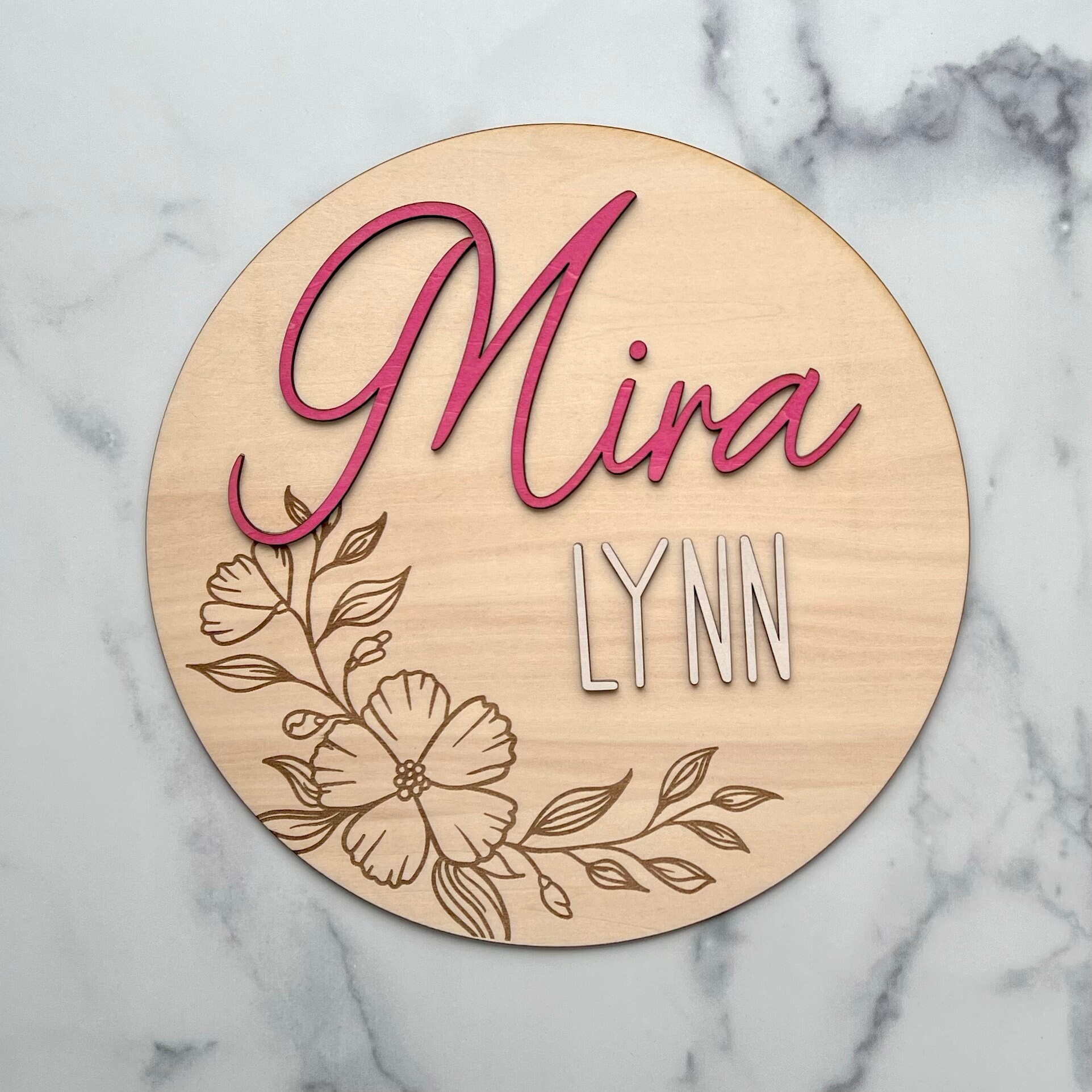 Boho Personalized Wood Sign Customizable Round Laser Cut Engraved Decor ...