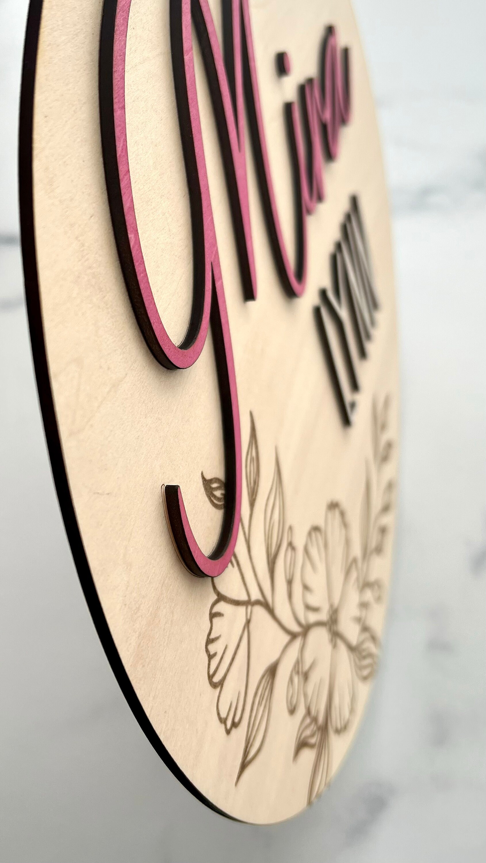 Boho Personalized Wood Sign Customizable Round Laser Cut Engraved Decor ...