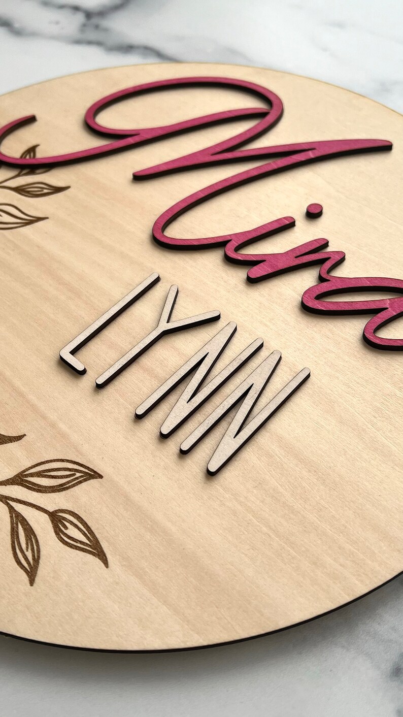 Boho Personalized Wood Sign Customizable Round Laser Cut Engraved Decor ...